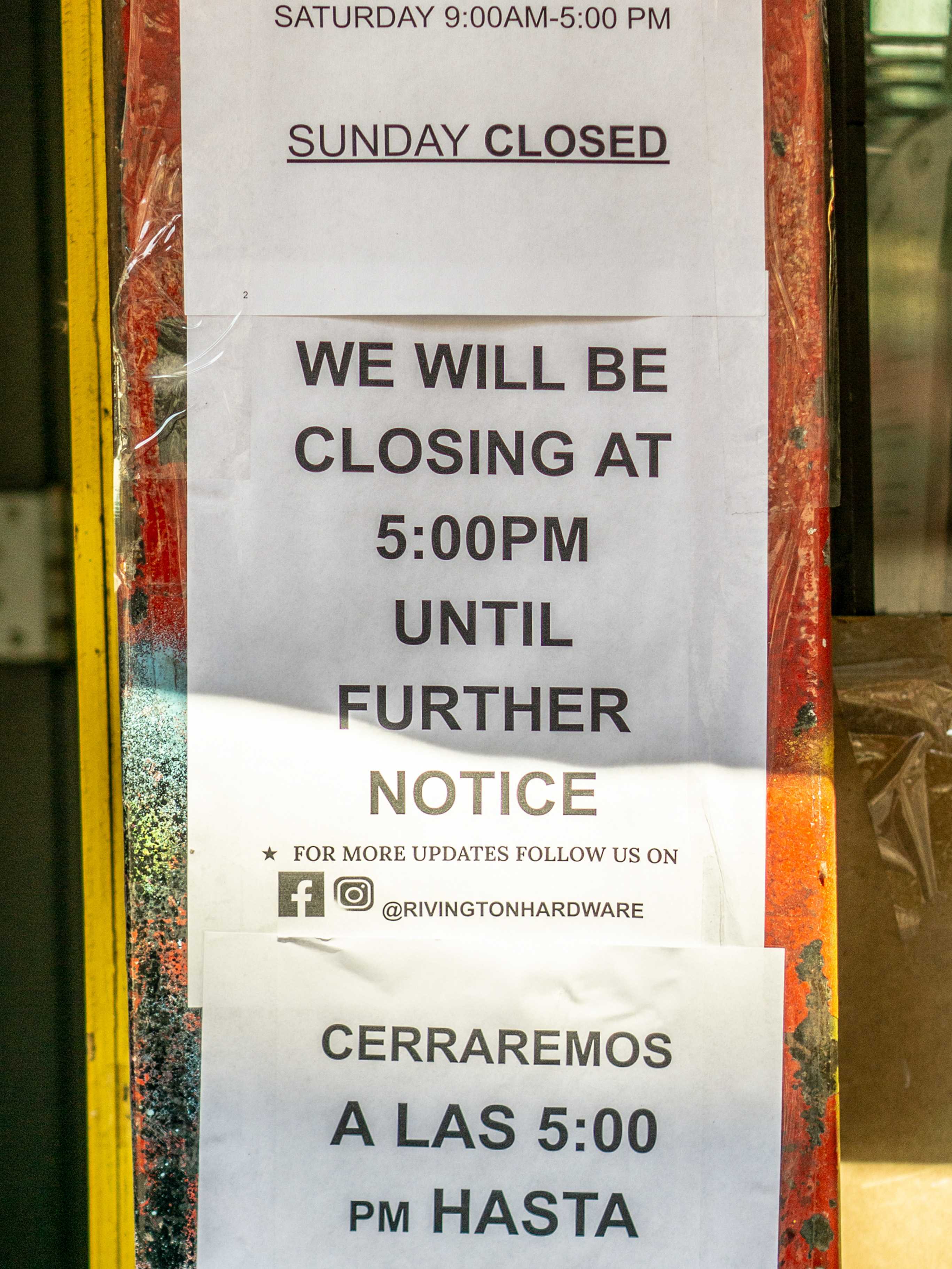 Rivington Discount & Hardware | Due to COVID-19: Documenting the signs ...